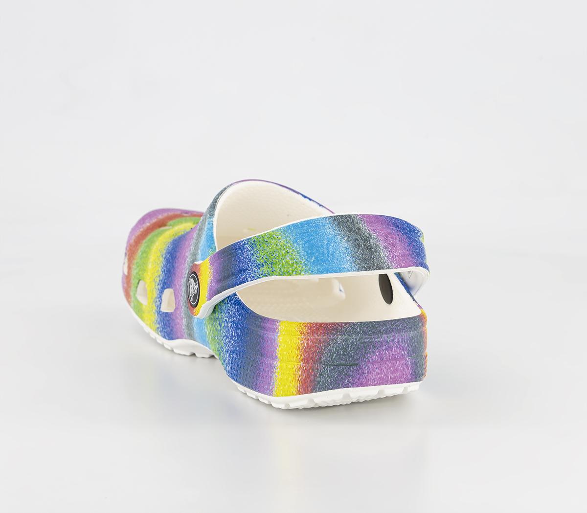 Crocs Classic Clogs Spray Dye White Multi - Flat Shoes for Women