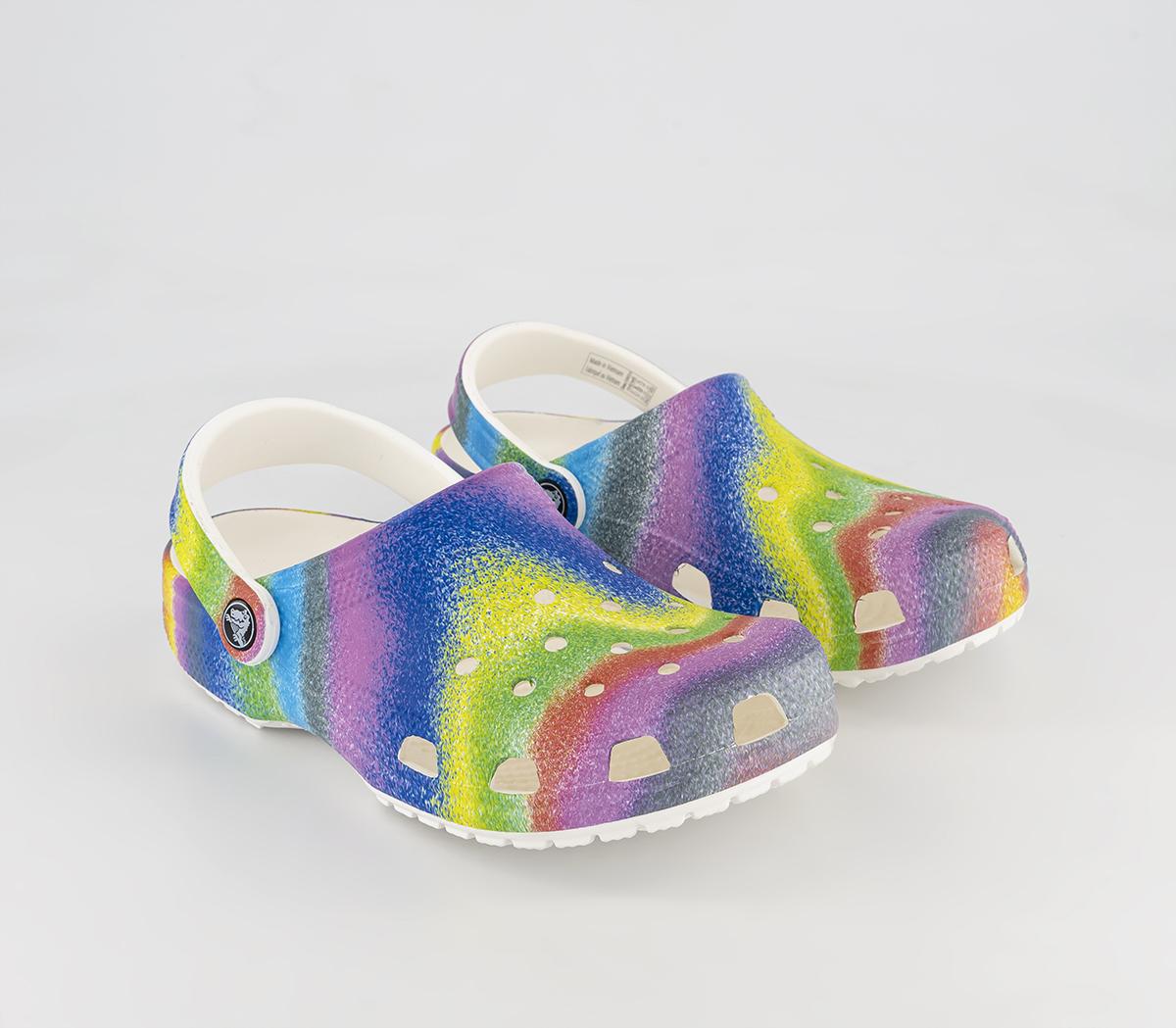Crocs Classic Clogs Spray Dye White Multi - Flat Shoes for Women