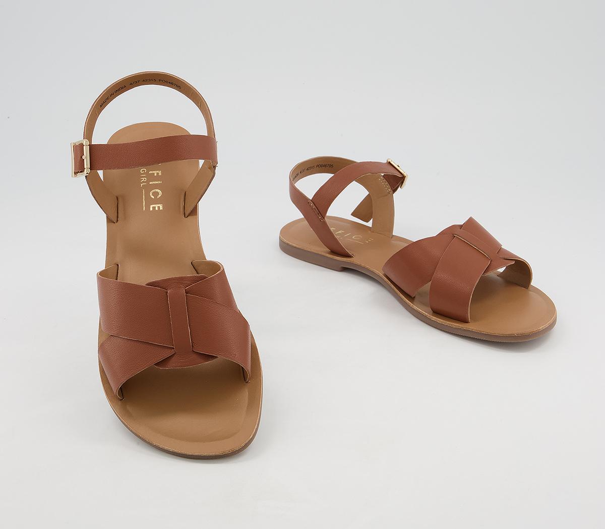 OFFICE Smooth Two Part Sandals Tan Leather - Women’s Sandals