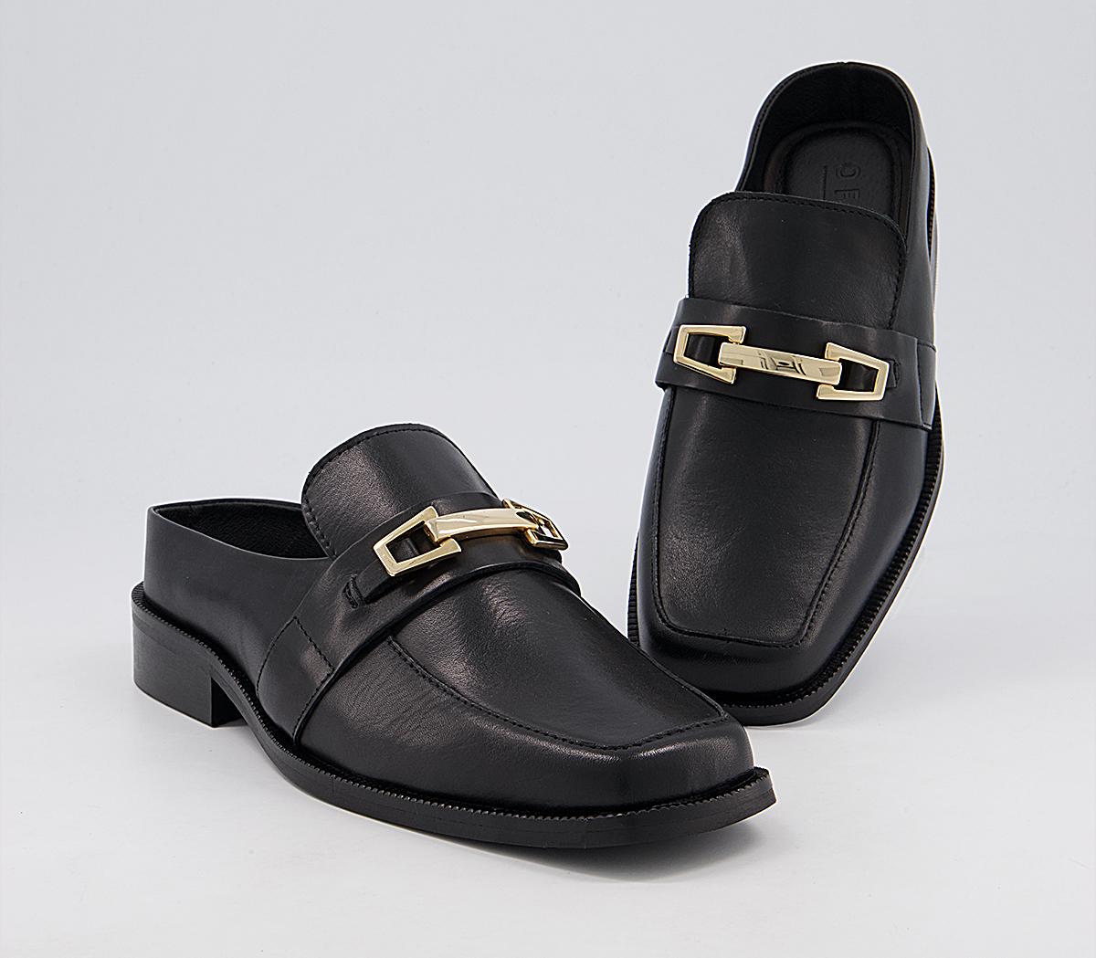 OFFICE Friday Open Back Loafers Black Leather - Women’s Loafers