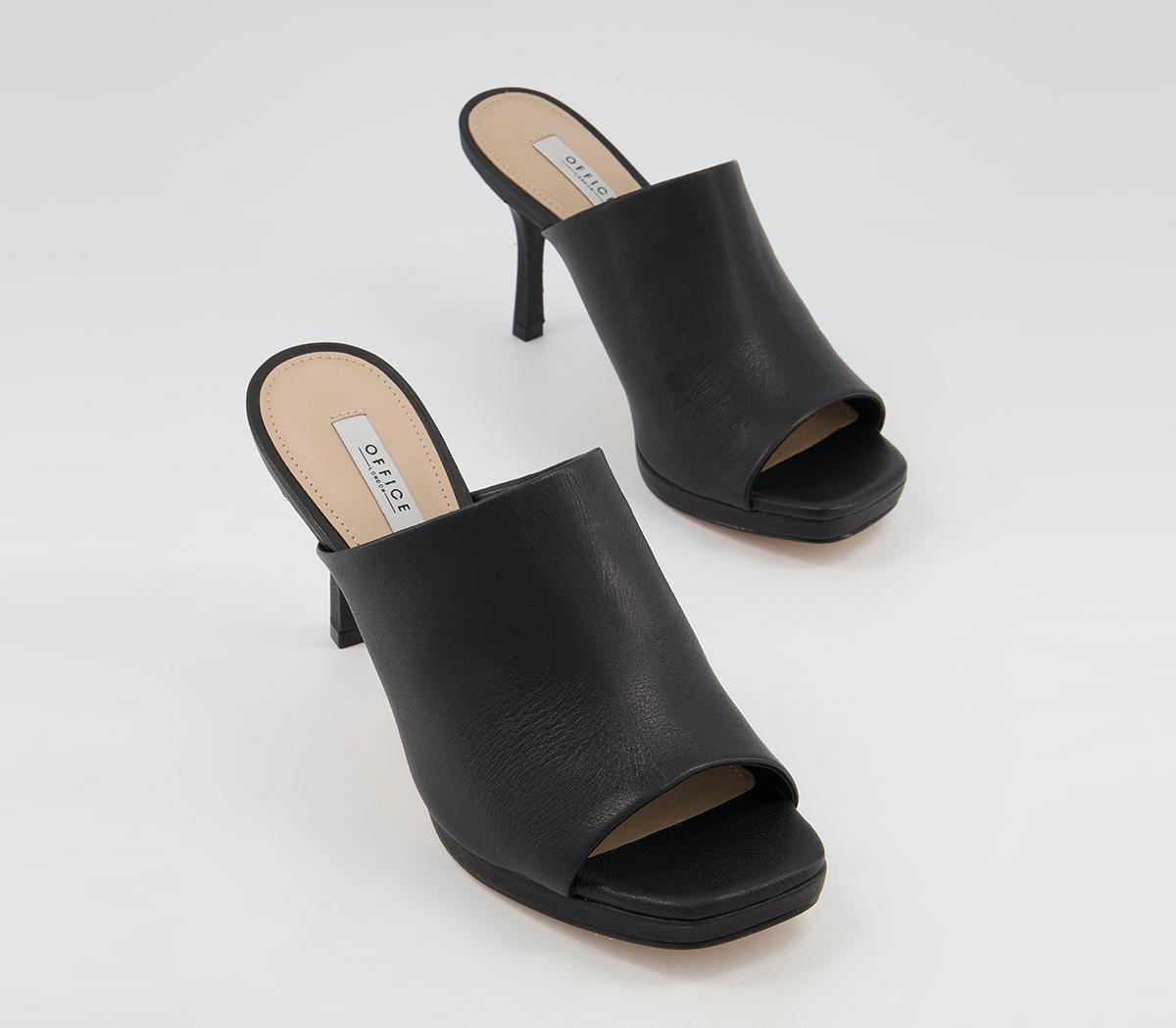 OFFICE Habitat Platform Mule Sandals Black Leather - High Heels