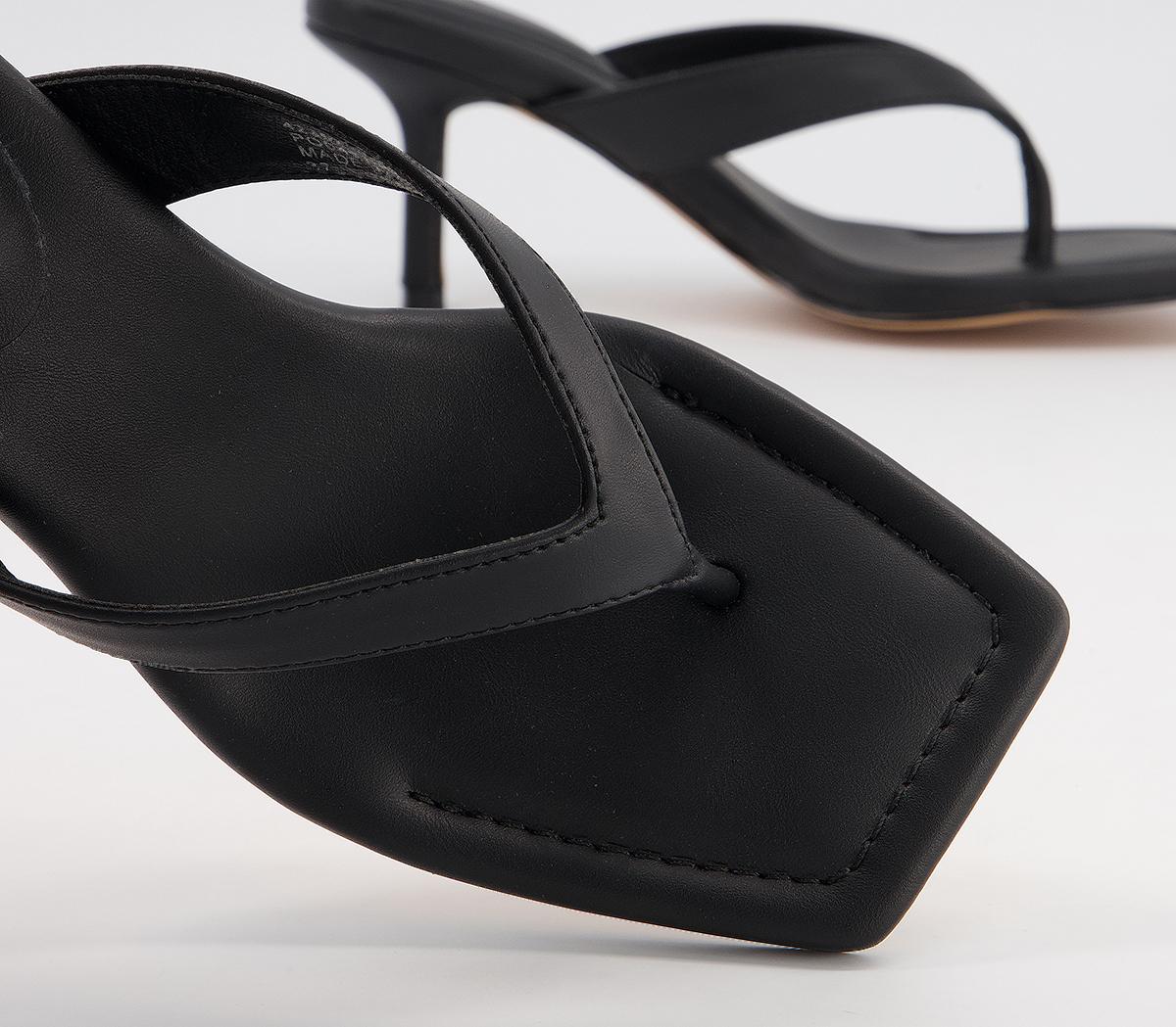 OFFICE Messina Toe Thong Stilettos Black - Mid Heels