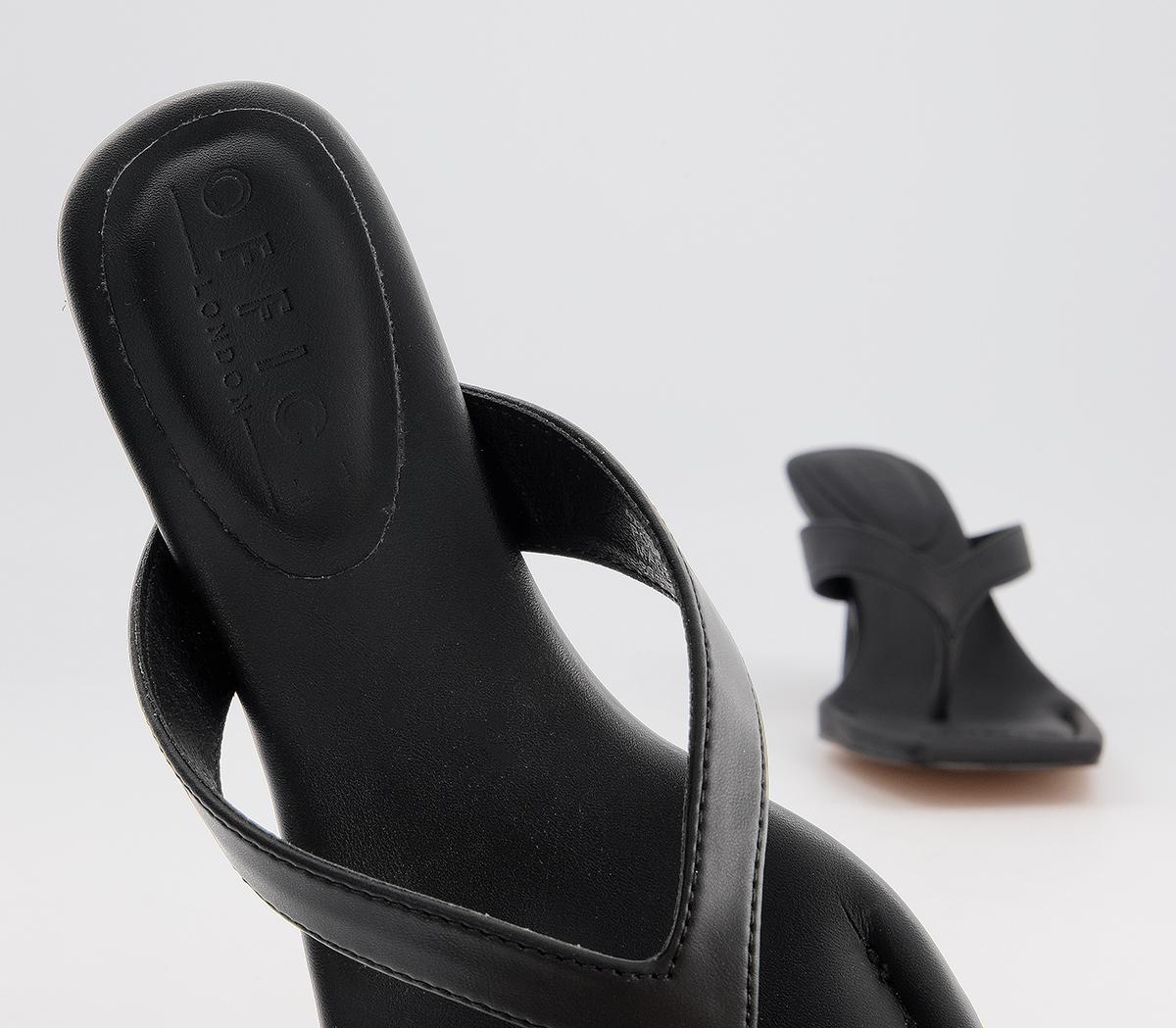 OFFICE Messina Toe Thong Stilettos Black - Mid Heels