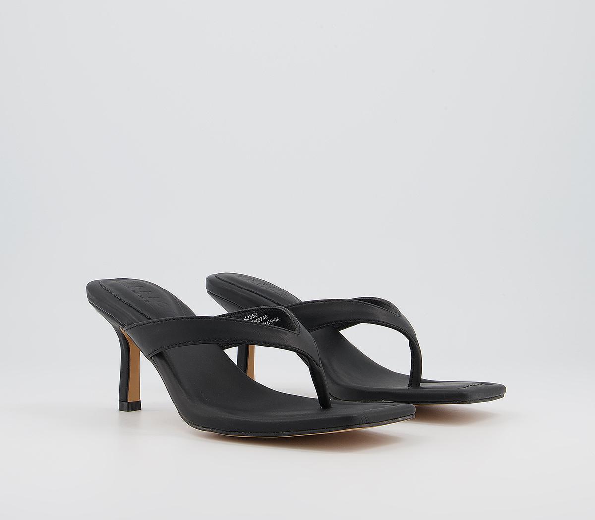 OFFICE Messina Toe Thong Stilettos Black - Mid Heels
