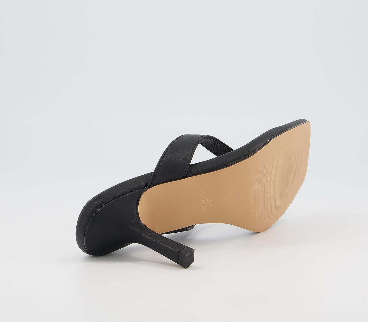 OFFICE Messina Toe Thong Stilettos Black - Mid Heels