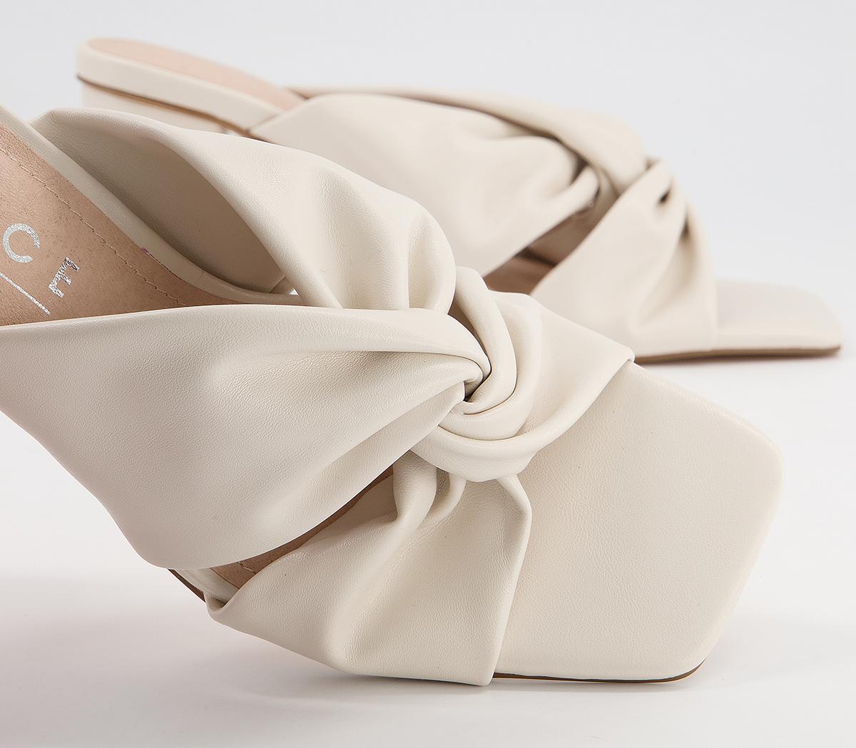 OFFICE Manarola Knotted Mules Cream - Mid Heels