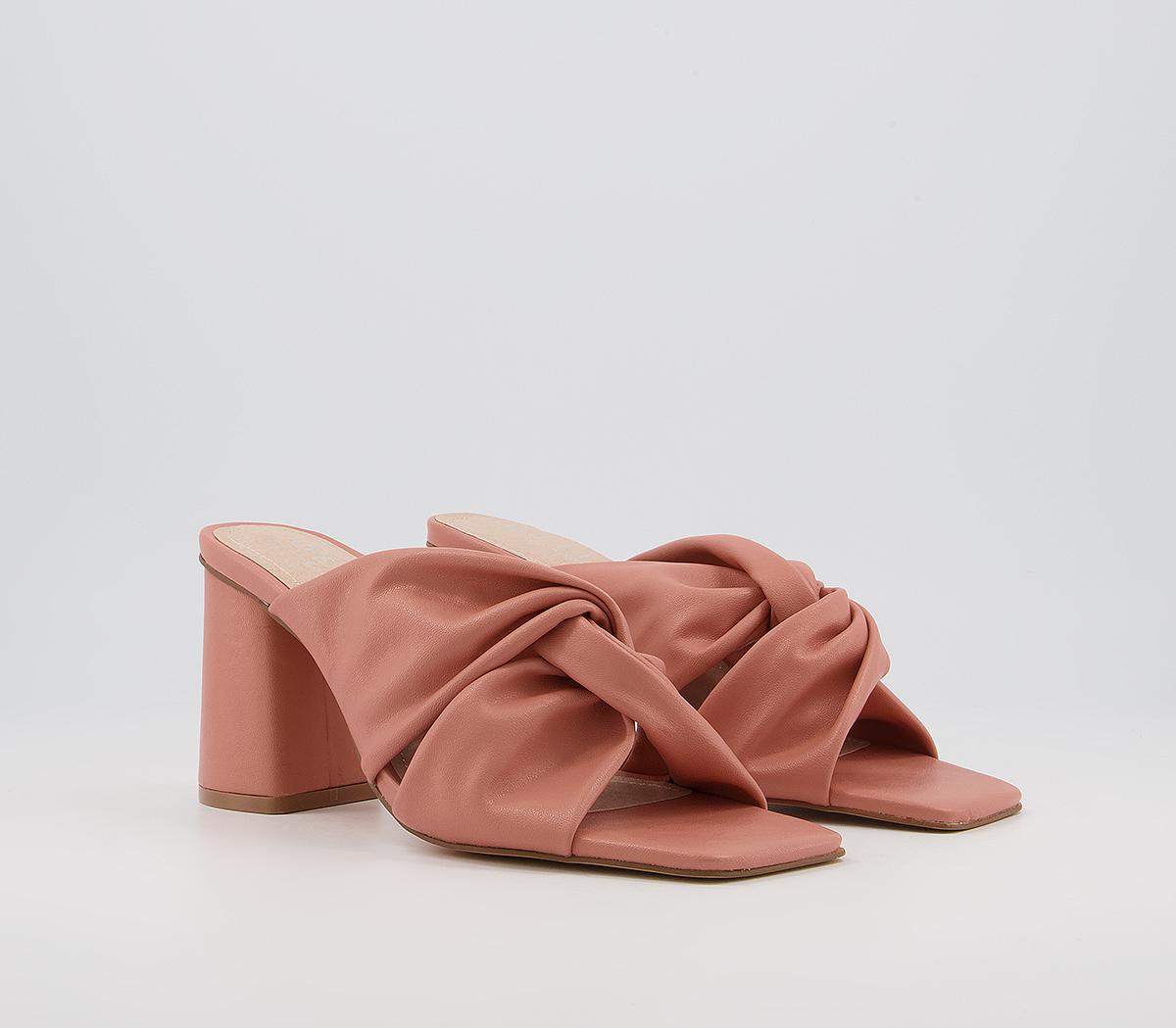 OFFICE Manarola Knotted Mules Pink - Mid Heels