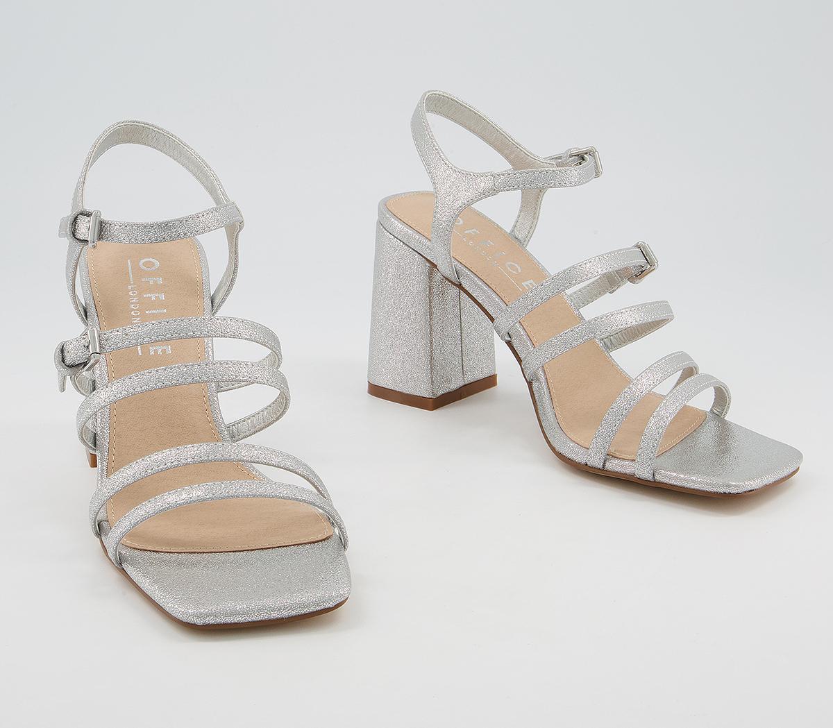 OFFICE Huntington Multi Strap Block Heels Silver - High Heels