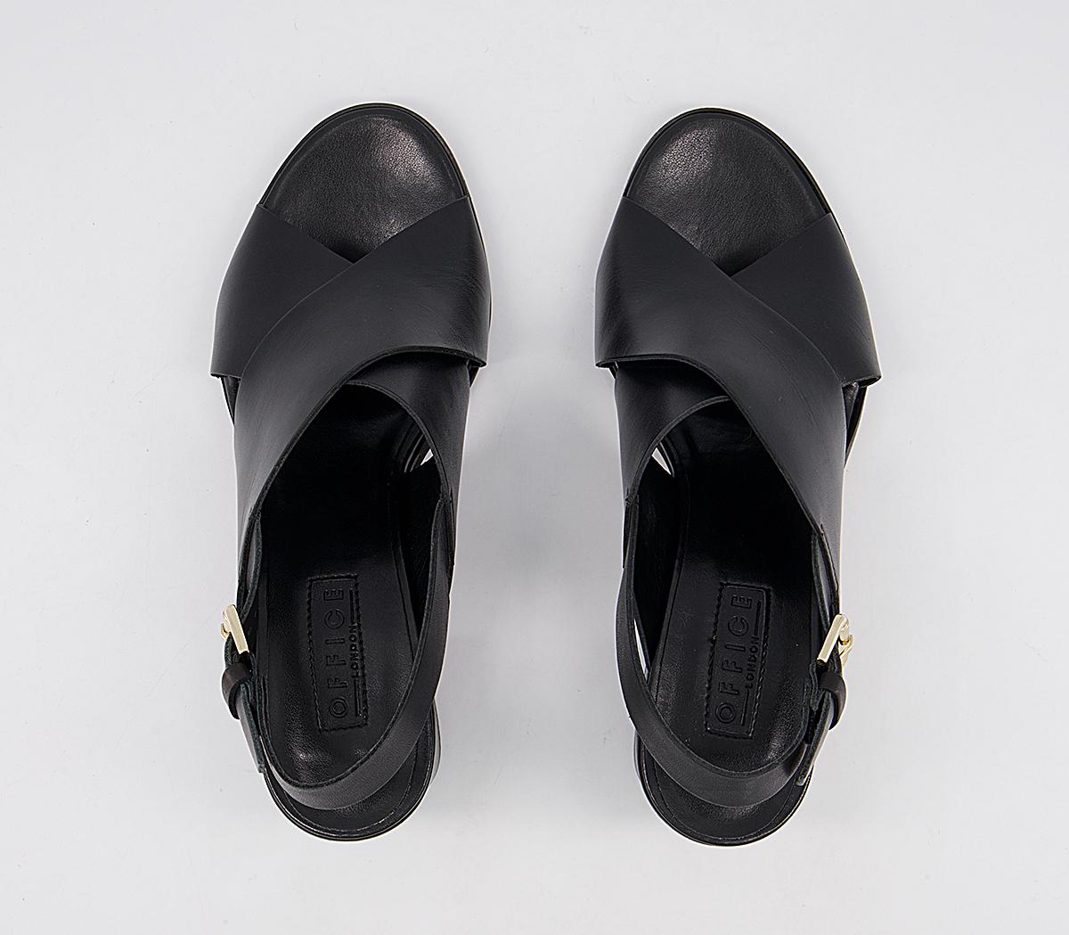 OFFICE Moldova Coverage Sandals Black Leather - Mid Heels