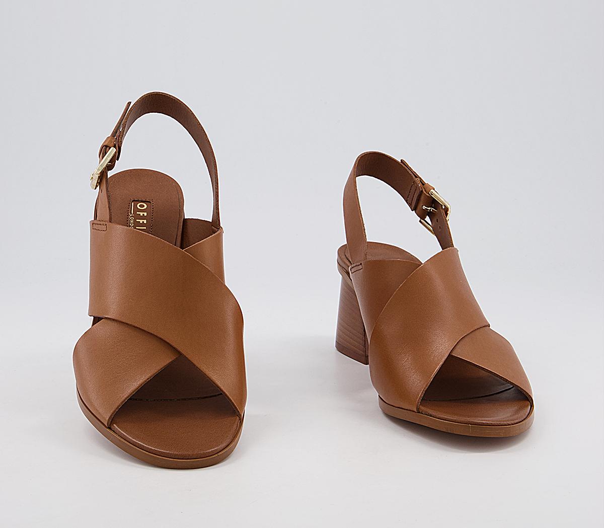 OFFICE Moldova Coverage Sandals Tan Leather - Mid Heels