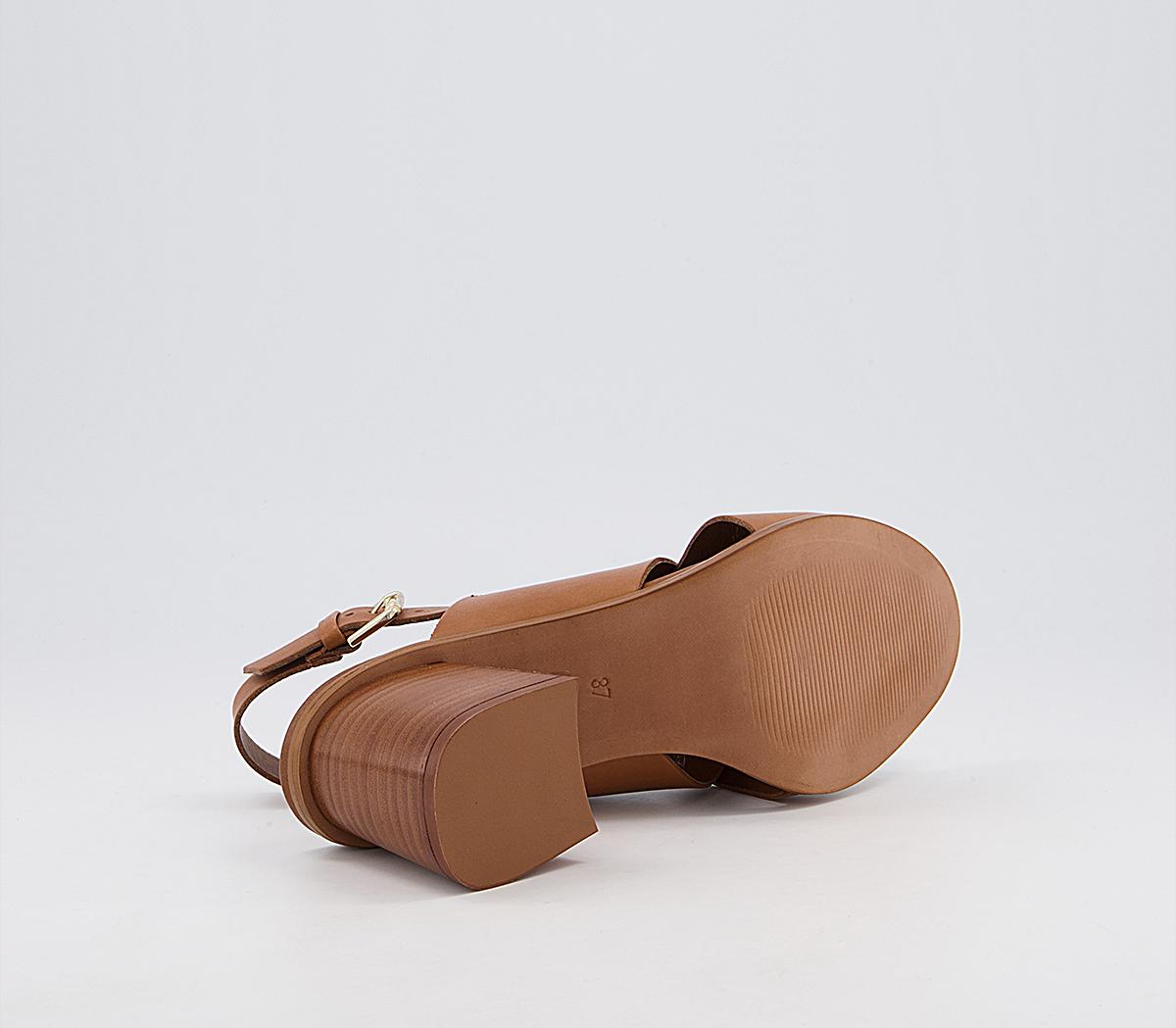 OFFICE Moldova Coverage Sandals Tan Leather - Mid Heels