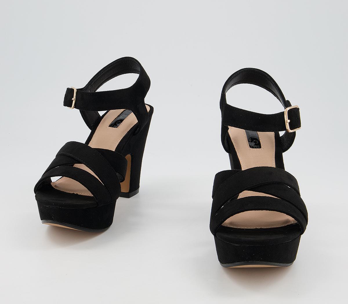 OFFICE Mataro Two Part Platform Block Heels Black - Mid Heels
