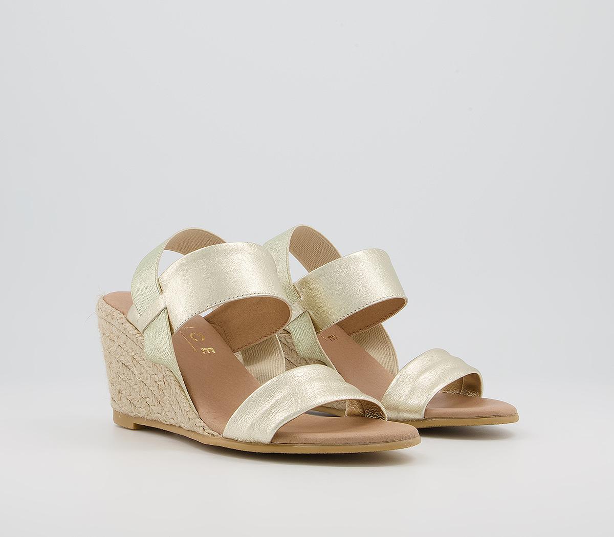 OFFICE Marilia Two Part Wedges Gold Metallic - Mid Heels