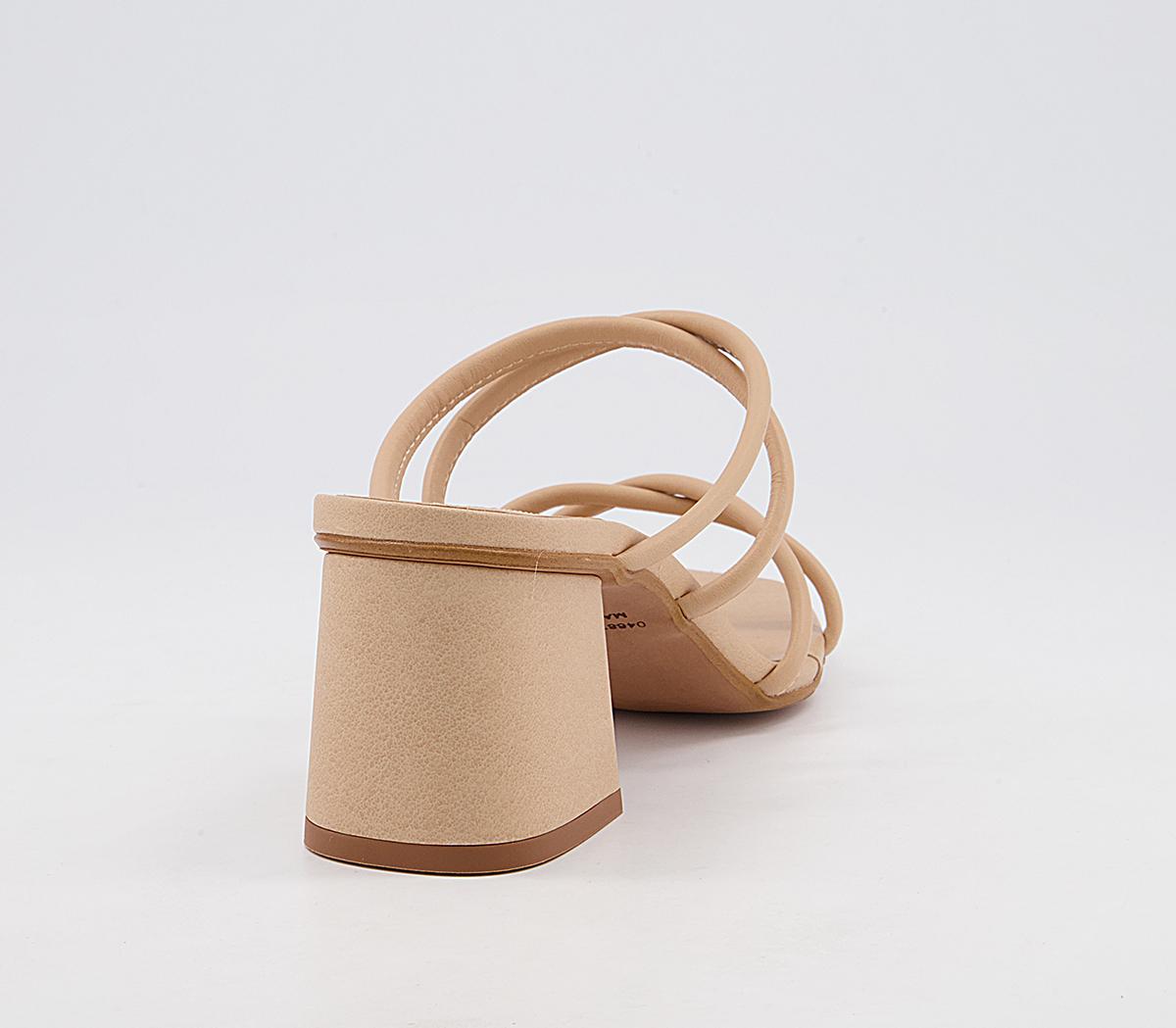 OFFICE Merrybell Strappy Block Mules Dusty Pink Leather - Mid Heels