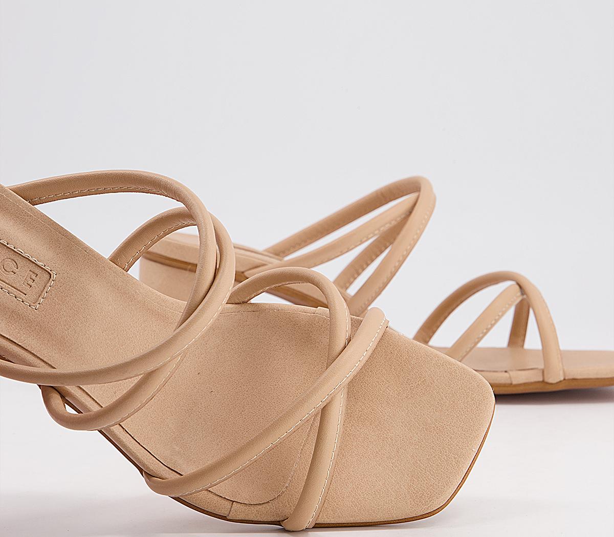 OFFICE Merrybell Strappy Block Mules Dusty Pink Leather - Mid Heels