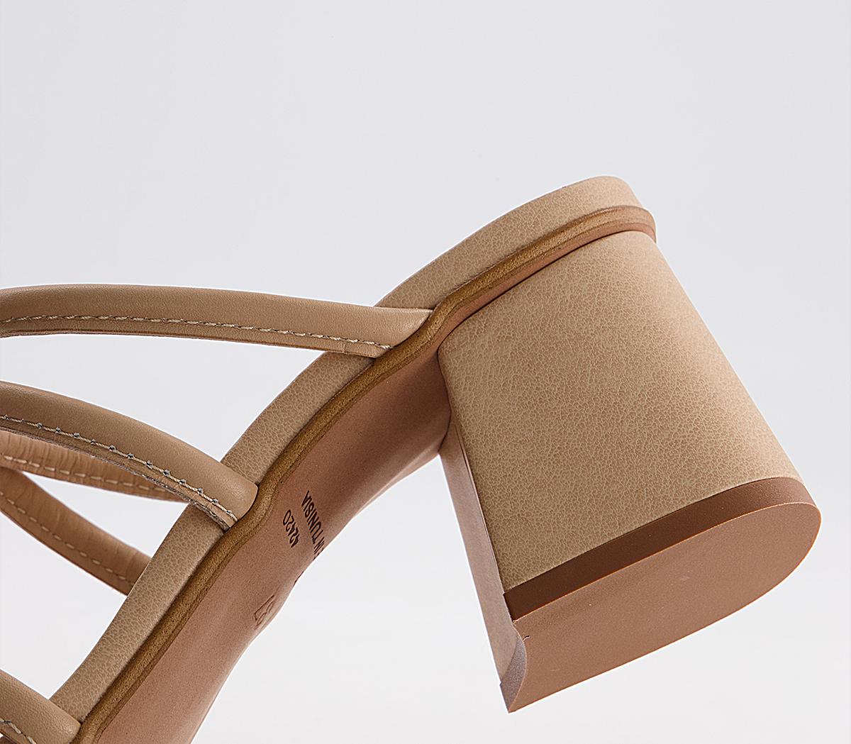 OFFICE Merrybell Strappy Block Mules Dusty Pink Leather - Mid Heels