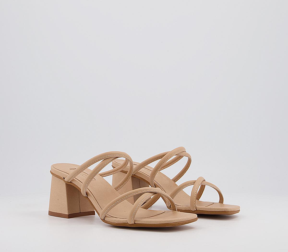 OFFICE Merrybell Strappy Block Mules Dusty Pink Leather - Mid Heels