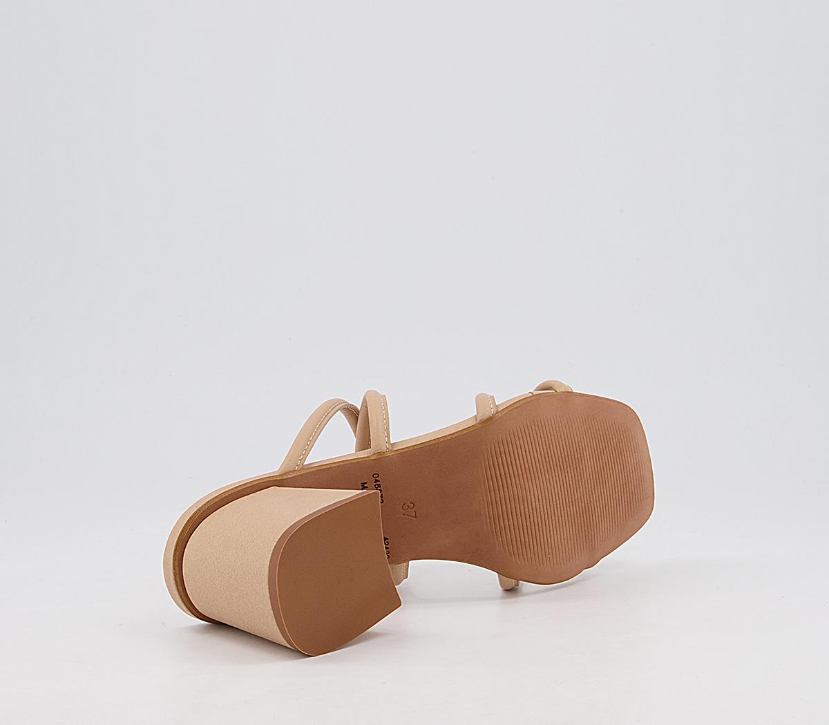 OFFICE Merrybell Strappy Block Mules Dusty Pink Leather - Mid Heels