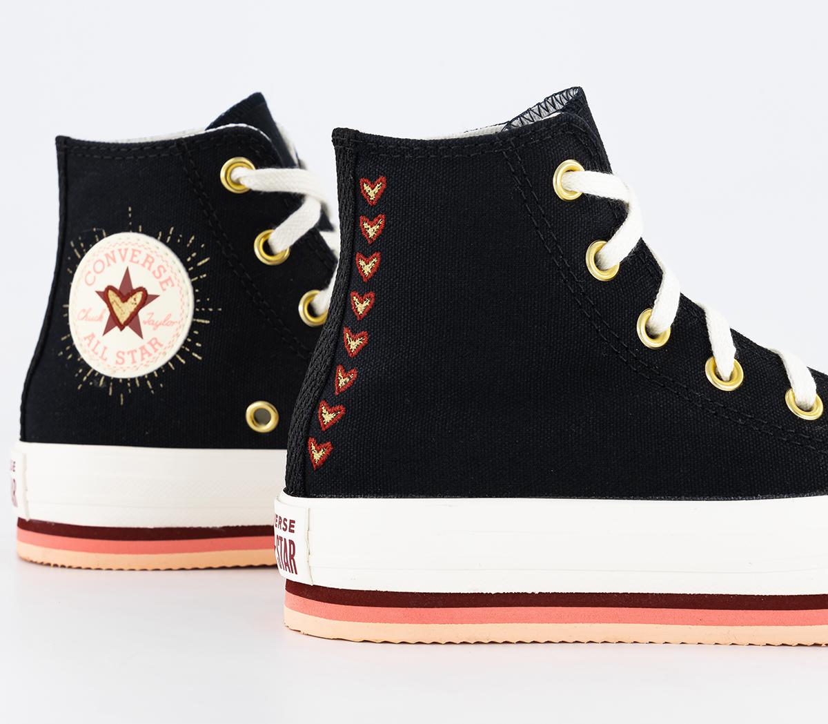 Converse All Star Eva Lift Hi Youth Platform Trainers Black Potato ...