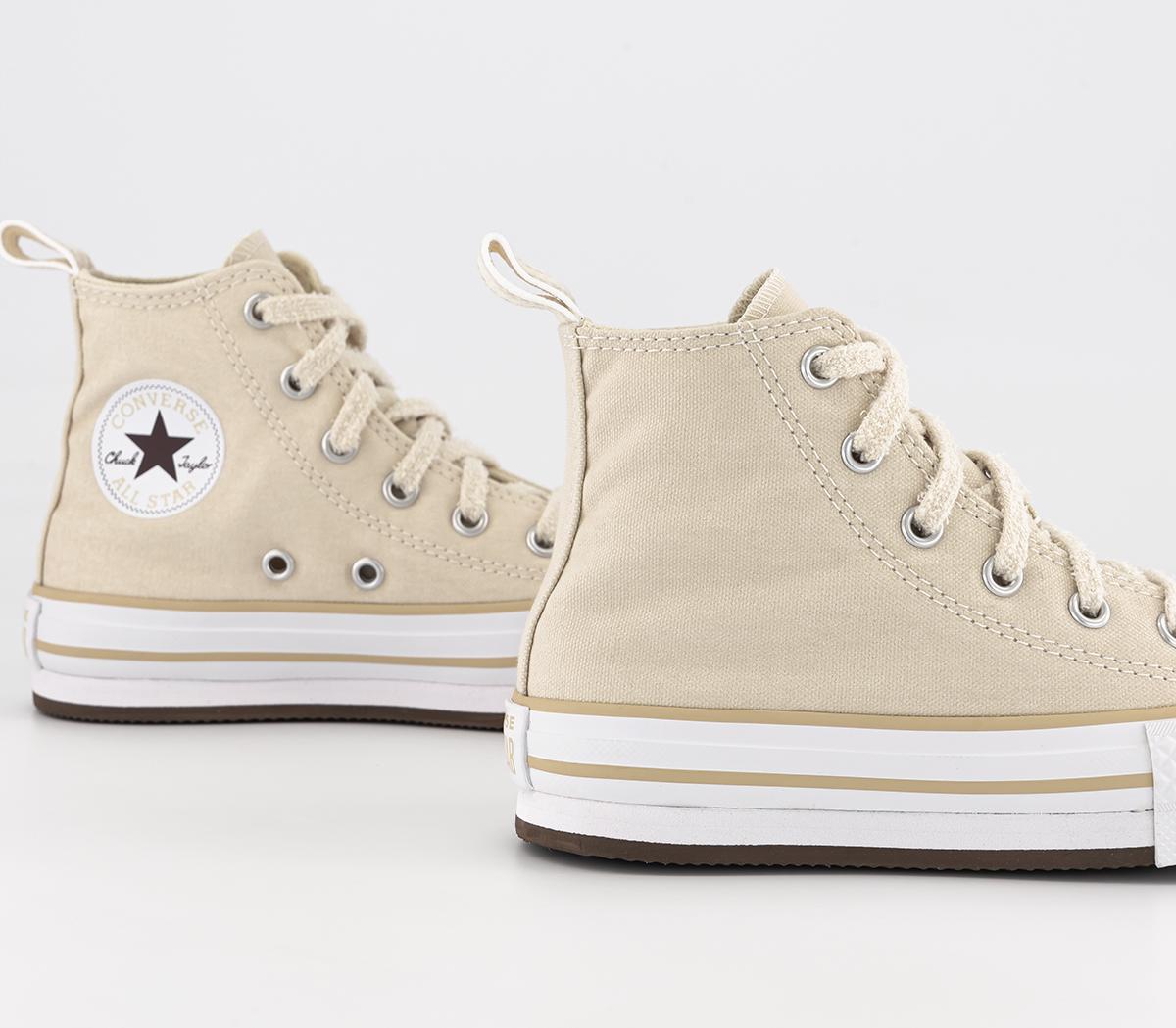 Converse All Star Eva Lift Hi Platform Youth Trainers Natural Ivory Oat ...