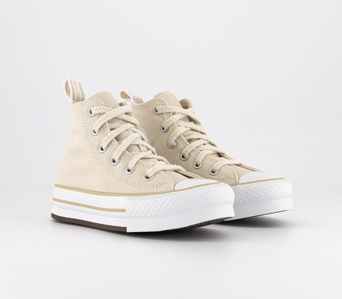 Converse All Star Eva Lift Hi Platform Youth Trainers Natural Ivory Oat ...