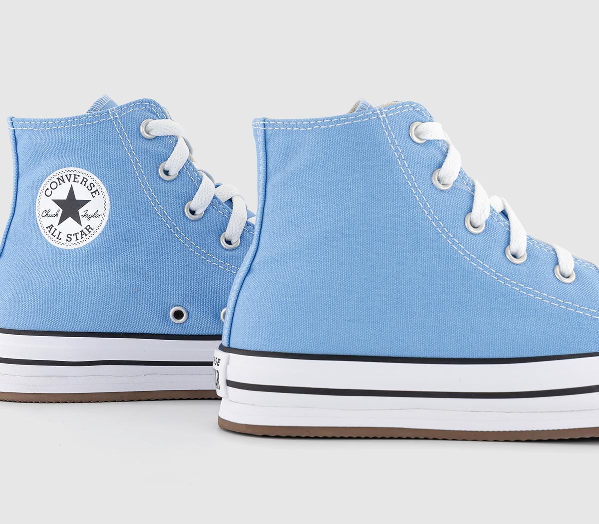Converse All Star Eva Lift Low Junior Trainers Light Blue White Black ...