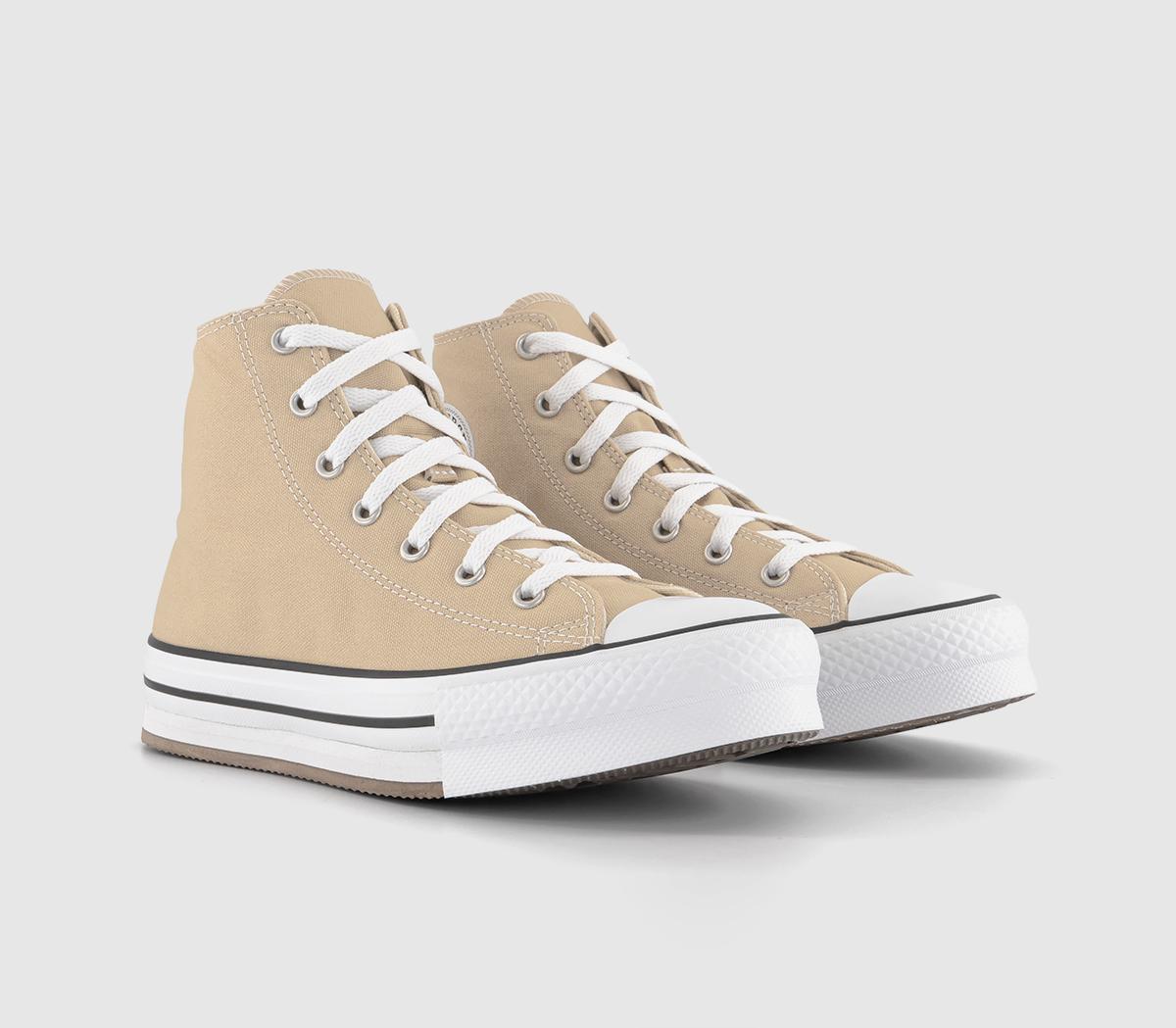 Converse All Star Eva Lift Hi Junior Trainers Nutty Granola White Black ...