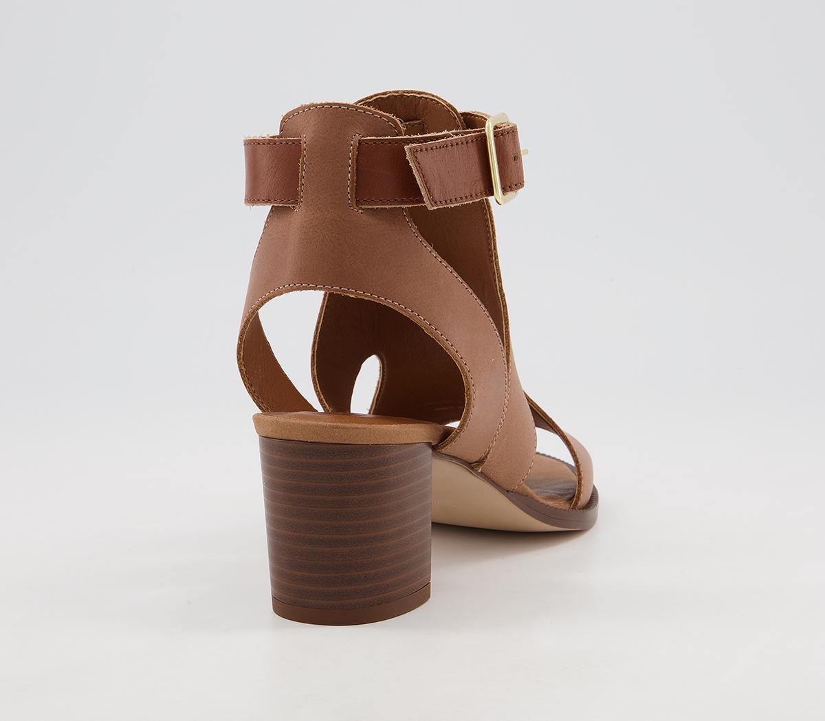 OFFICE Middelburg Covered Sandals Caramel Leather - Mid Heels