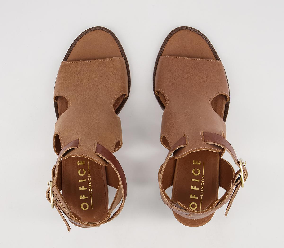 OFFICE Middelburg Covered Sandals Caramel Leather - Mid Heels