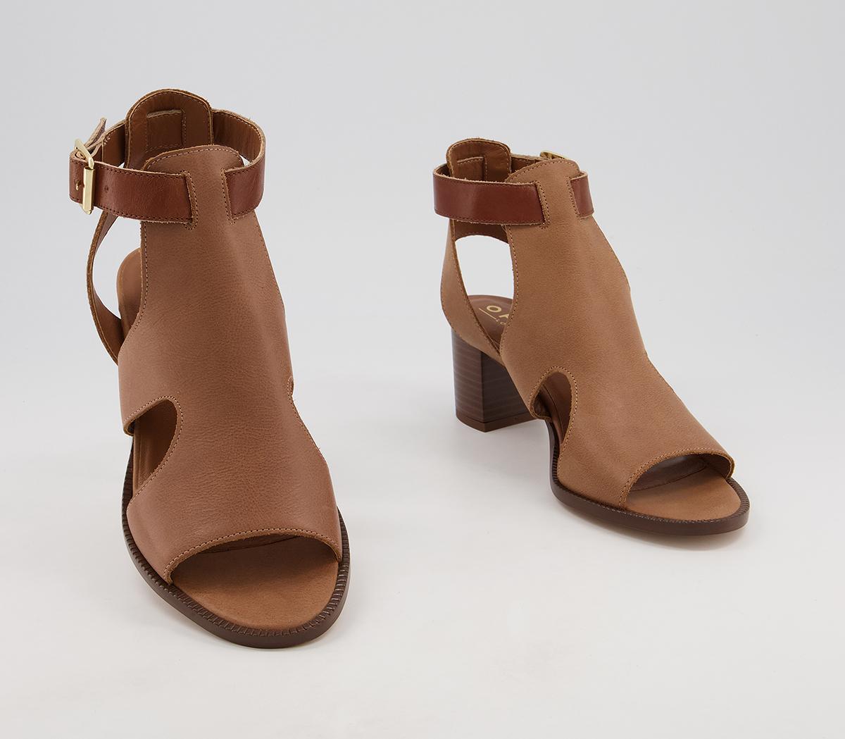 OFFICE Middelburg Covered Sandals Caramel Leather - Mid Heels