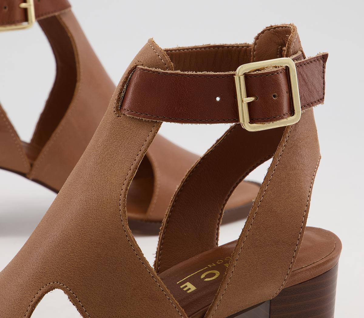 OFFICE Middelburg Covered Sandals Caramel Leather - Mid Heels