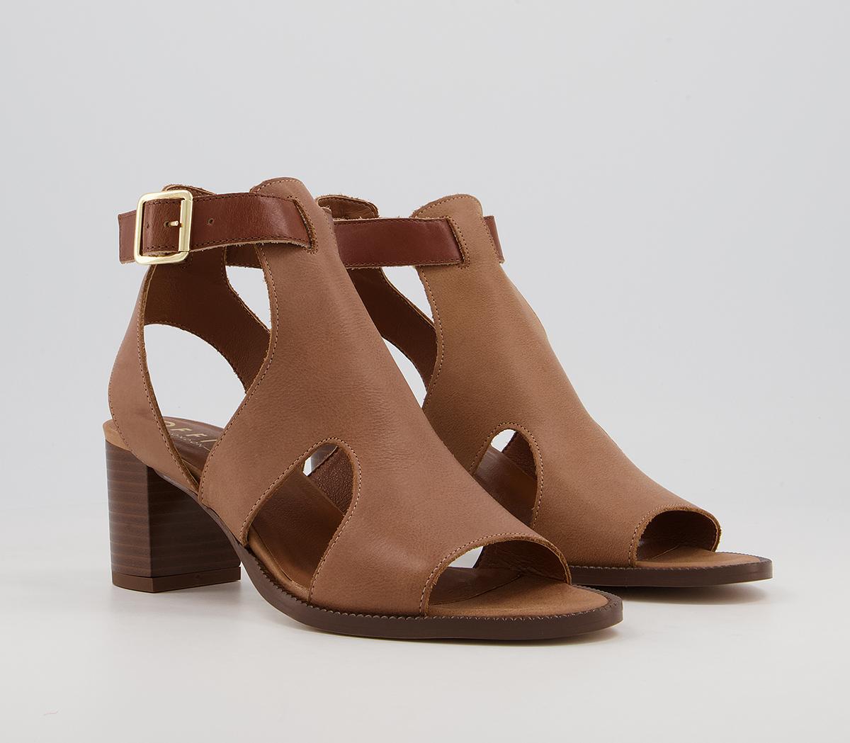 OFFICE Middelburg Covered Sandals Caramel Leather - Mid Heels