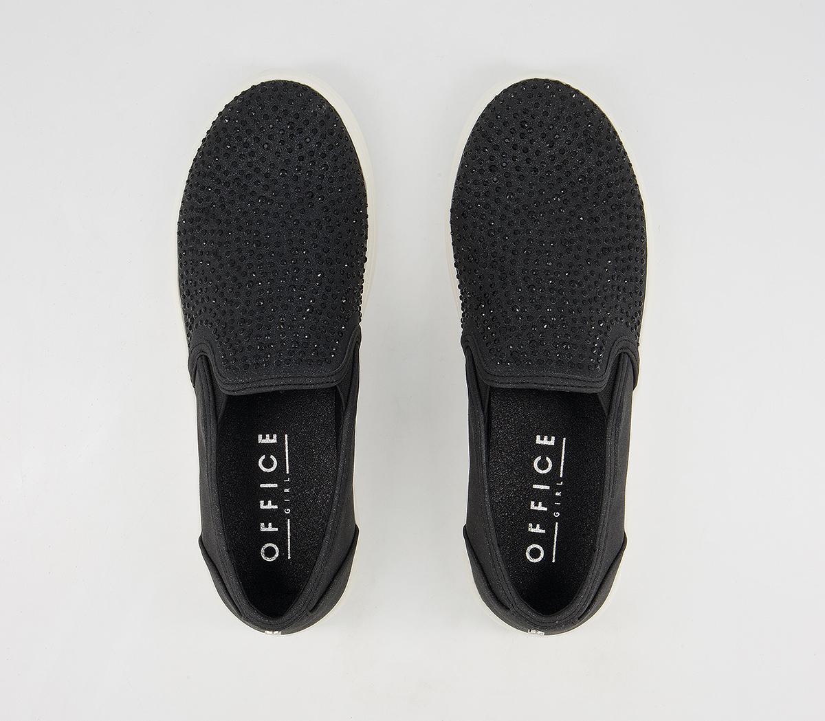 OFFICE Flashback Slip On Trainers Black Embellished - OFFICE Girl