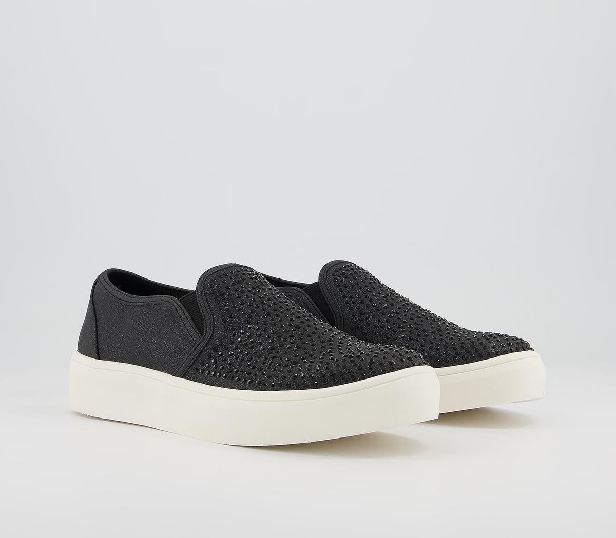 OFFICE Flashback Slip On Trainers Black Embellished - OFFICE Girl