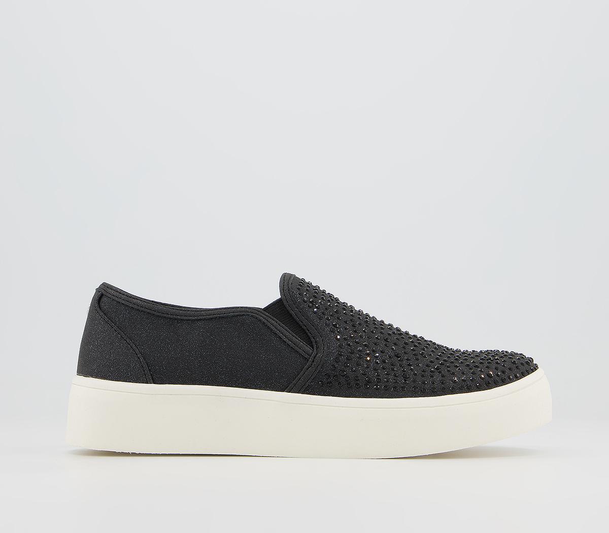 OFFICE Flashback Slip On Trainers Black Embellished - OFFICE Girl