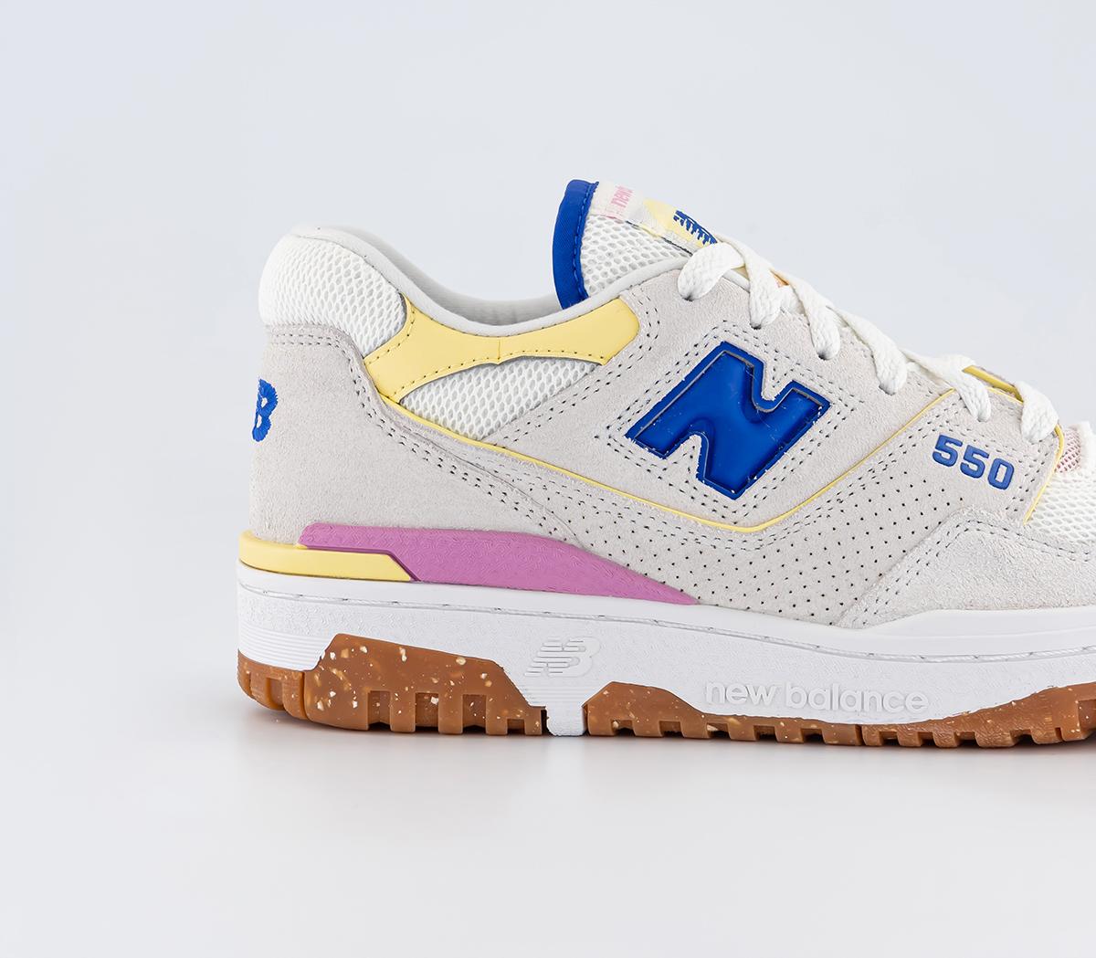 New Balance BB550 Trainers Cream Navy Yellow Pink White Gum - Women's ...
