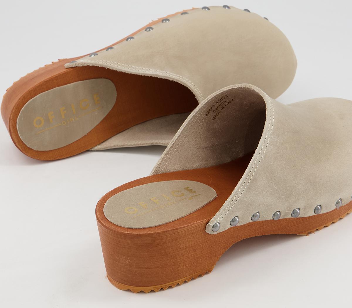 OFFICE Fall Out Closed Toe Clogs Camel Leather - Flat Shoes for Women