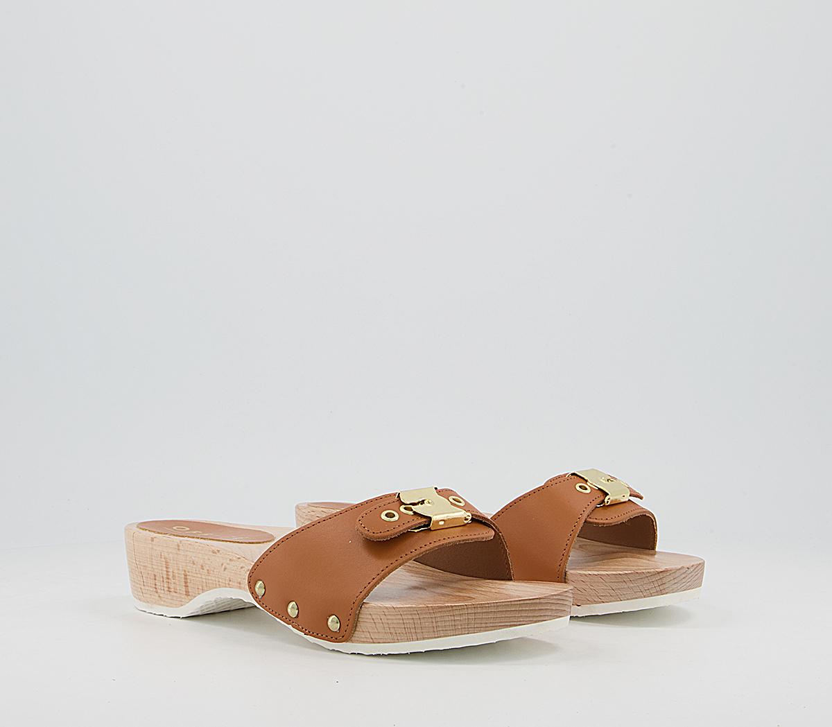 OFFICE Specific Buckle Clog Sandals Tan Leather - Women’s Sandals