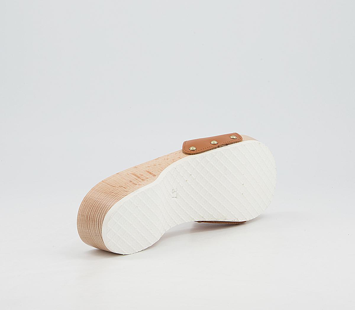 OFFICE Specific Buckle Clog Sandals Tan Leather - Women’s Sandals