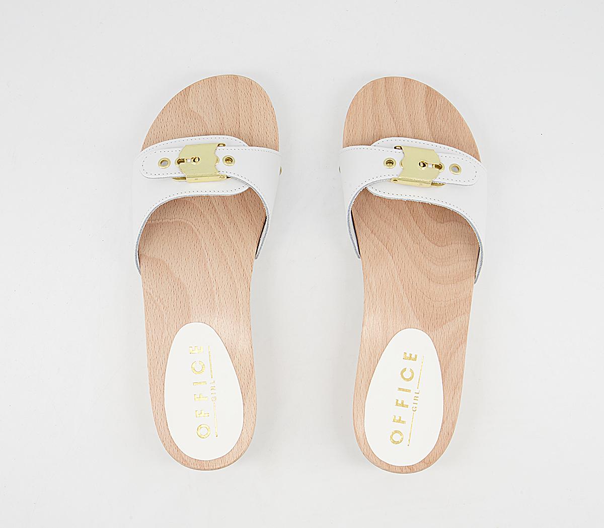 OFFICE Specific Buckle Clog Sandals Off White Leather - Women’s Sandals