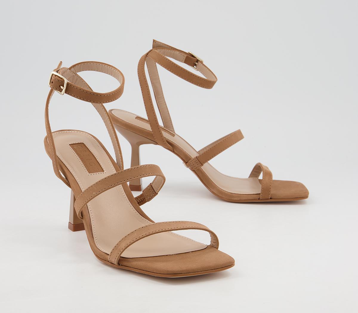 OFFICE Marching Band Strappy Stilettos Beige Nubuck - Mid Heels