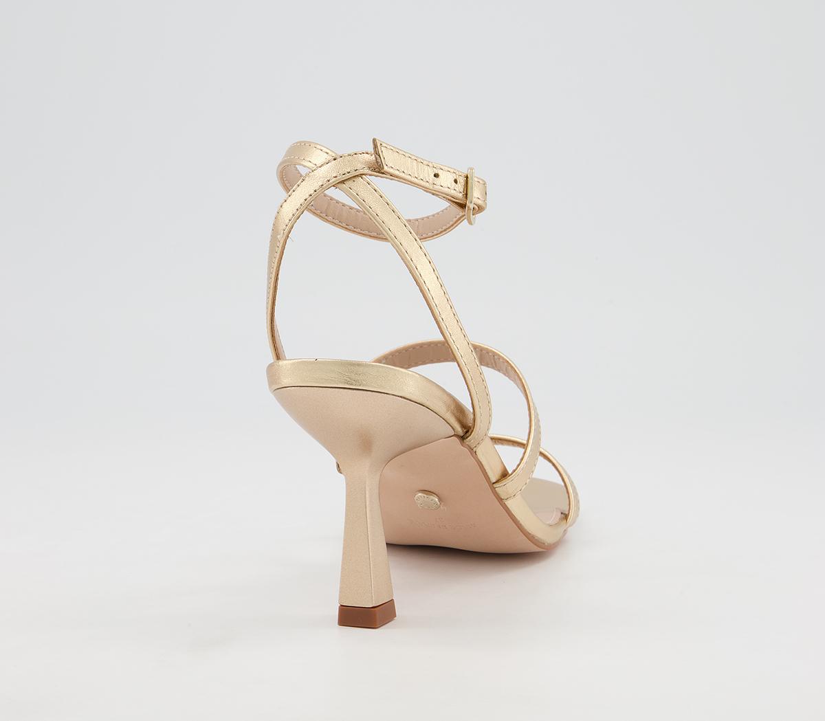 OFFICE Marching Band Strappy Stilettos Gold Leather - Mid Heels