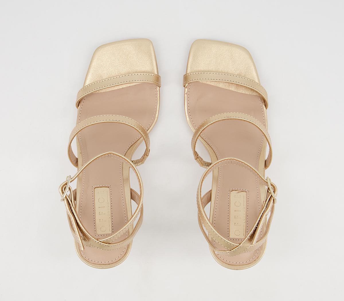 OFFICE Marching Band Strappy Stilettos Gold Leather - Mid Heels