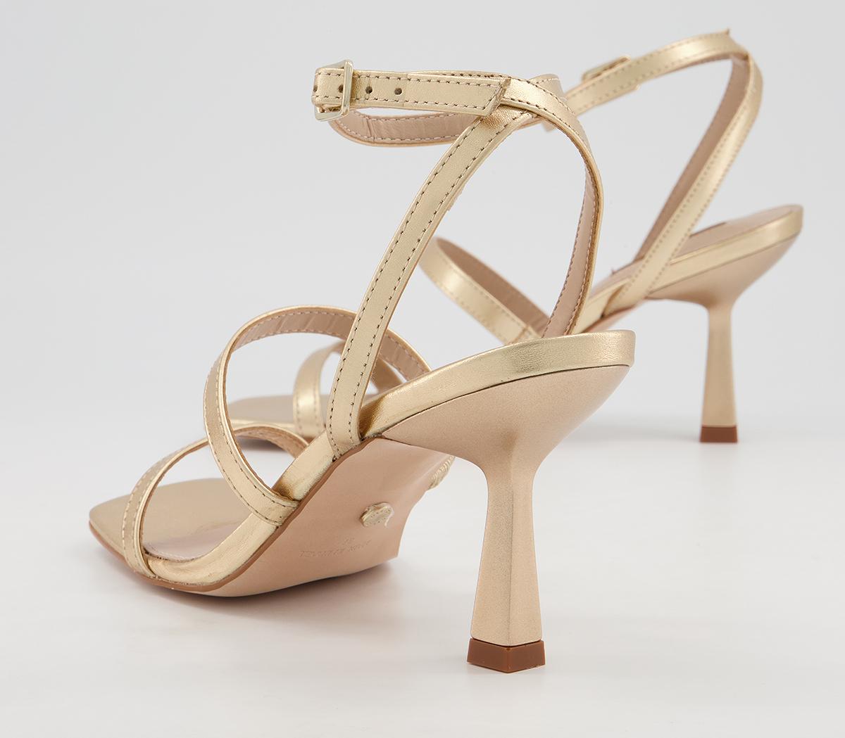 OFFICE Marching Band Strappy Stilettos Gold Leather - Mid Heels