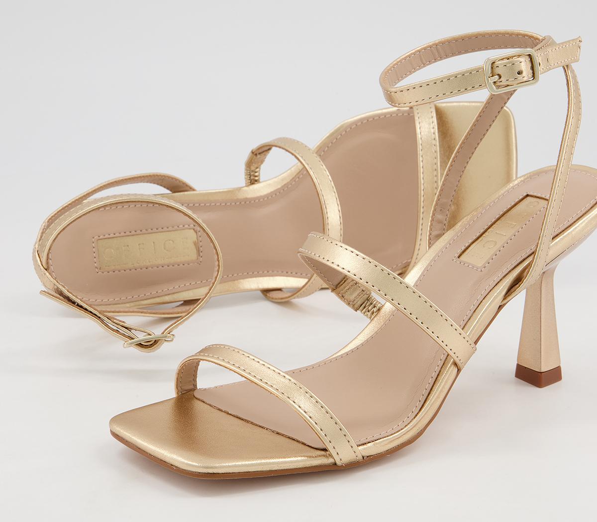 OFFICE Marching Band Strappy Stilettos Gold Leather - Mid Heels