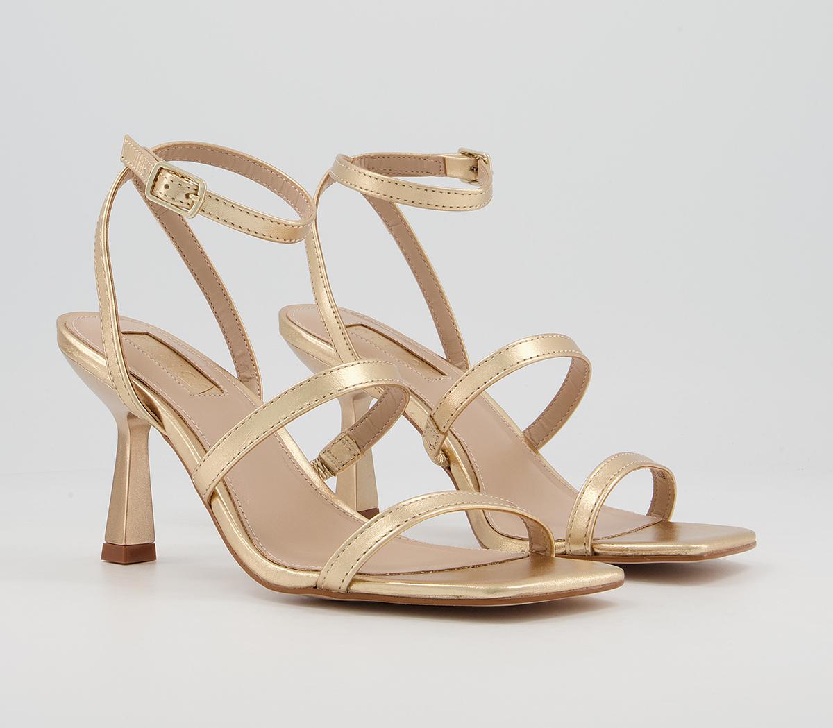 OFFICE Marching Band Strappy Stilettos Gold Leather - Mid Heels