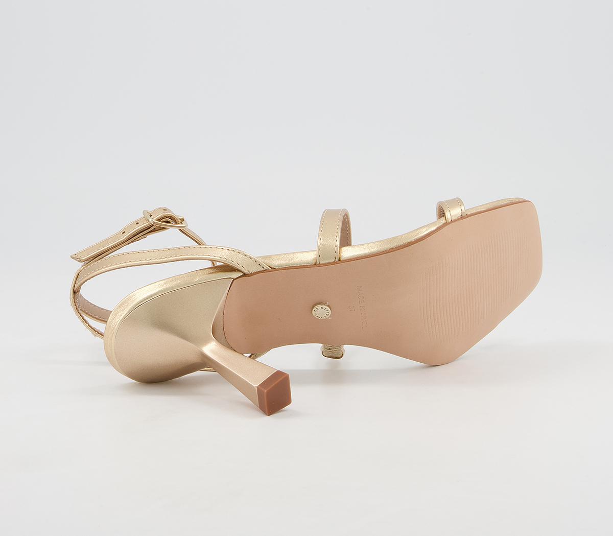 OFFICE Marching Band Strappy Stilettos Gold Leather - Mid Heels