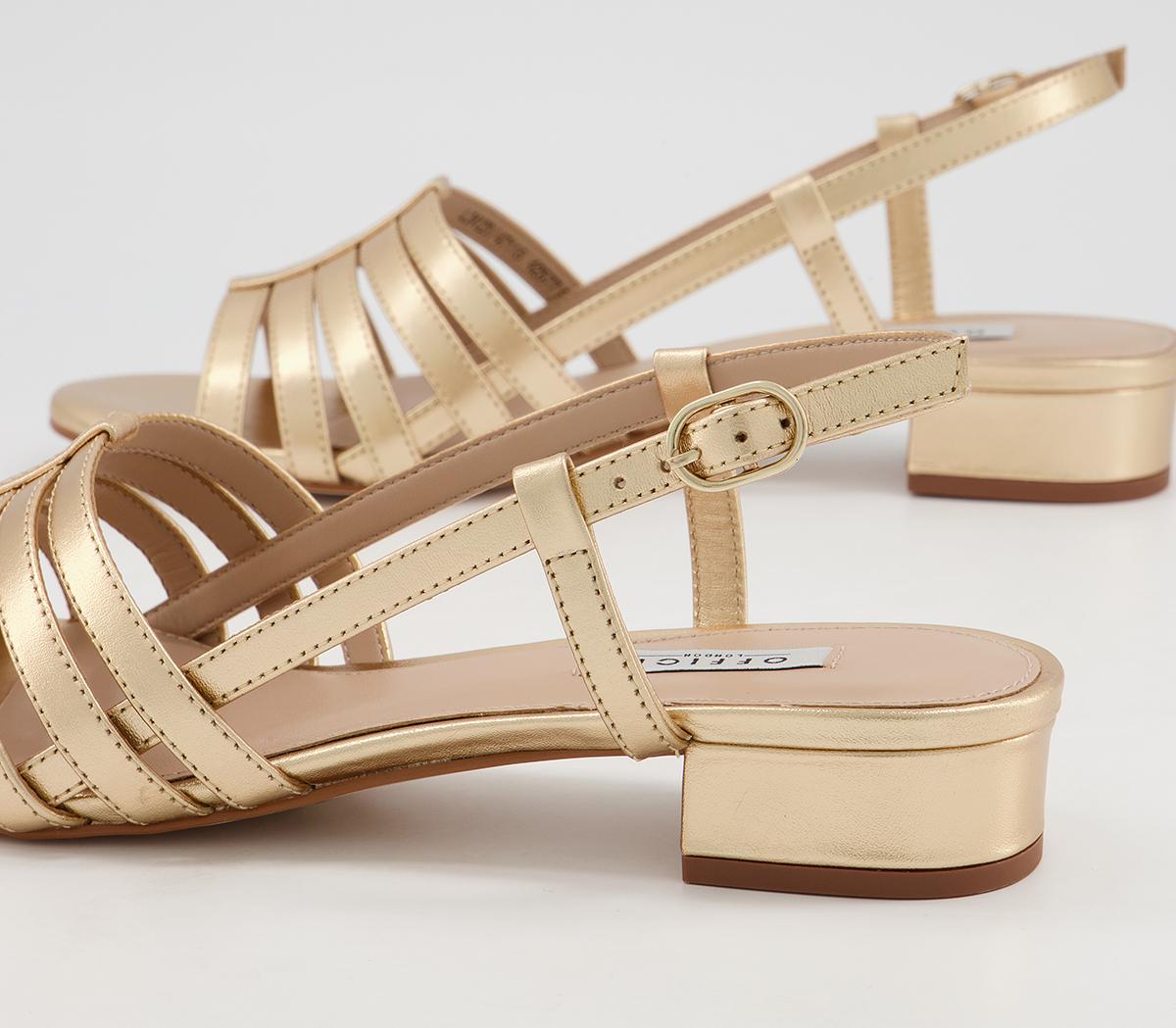 OFFICE Multiply Slingback Block Heels Gold Leather - Mid Heels