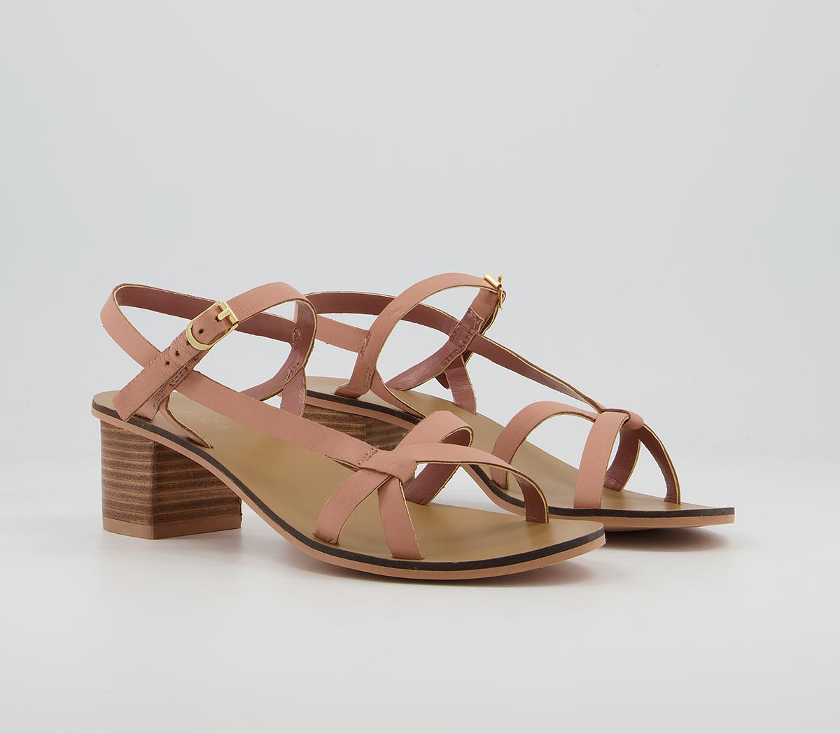 OFFICE Modern Art Casual Block Sandals Blush Leather - Mid Heels