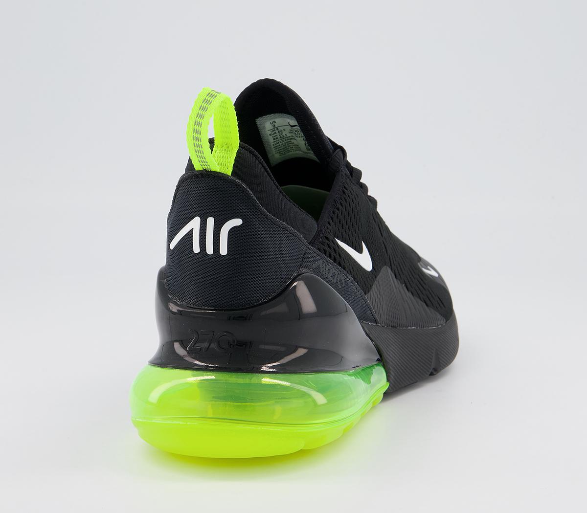 Nike Air Max 270 Trainers Black White Volt Reflect Silver - Nike Air Max